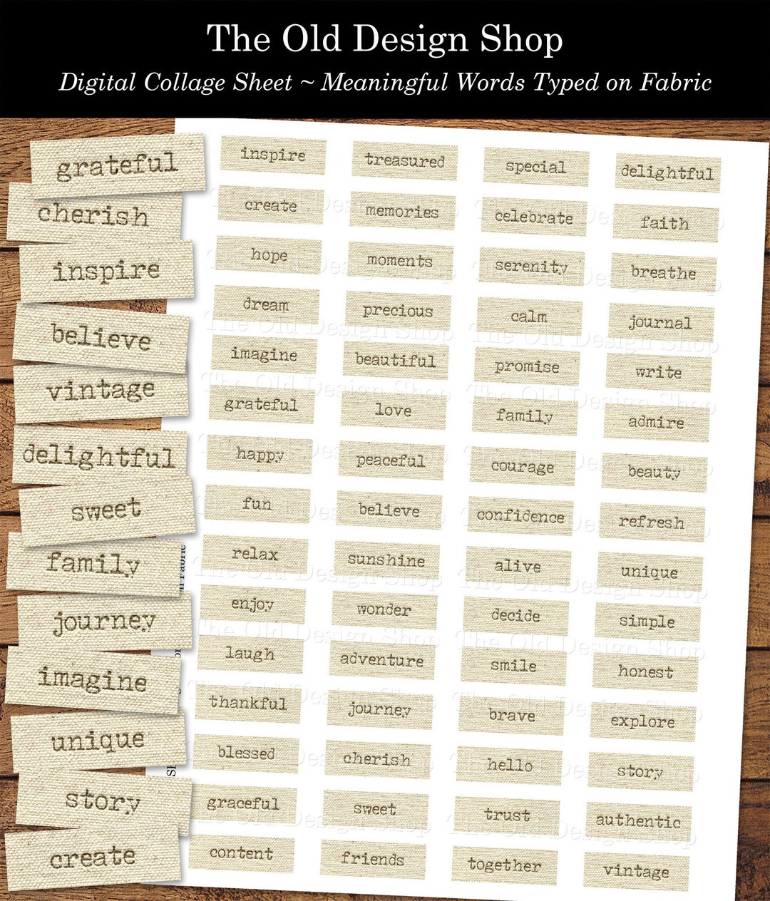 Printable Labels Meaningful Words Typed on Digital Fabric Mini Text ...