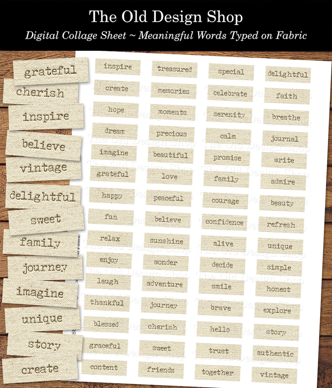 Printable Labels Meaningful Words Typed on Digital Fabric Mini Text ...