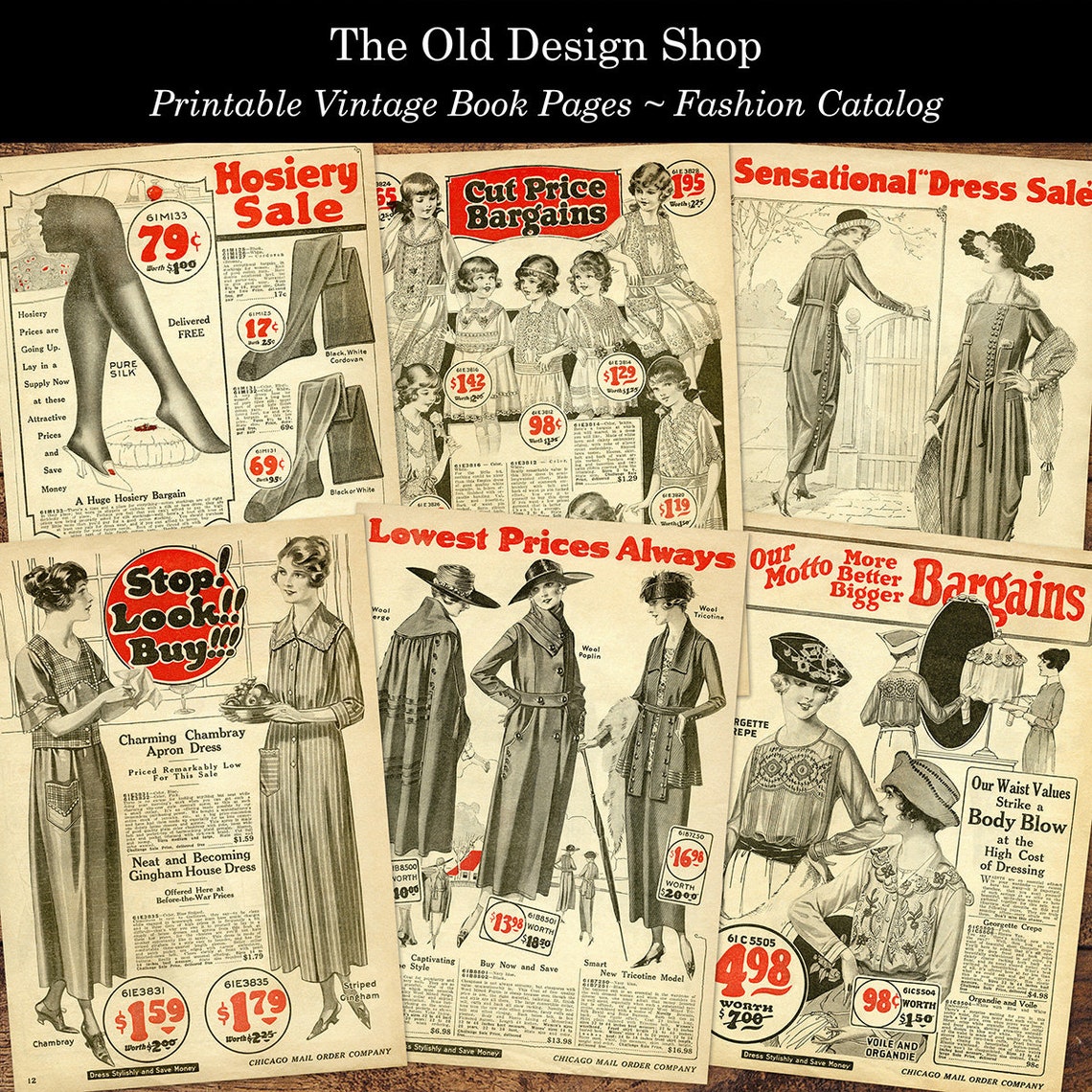 Printable Vintage Fashion Catalog Pages Vintage Fashion Graphics for ...