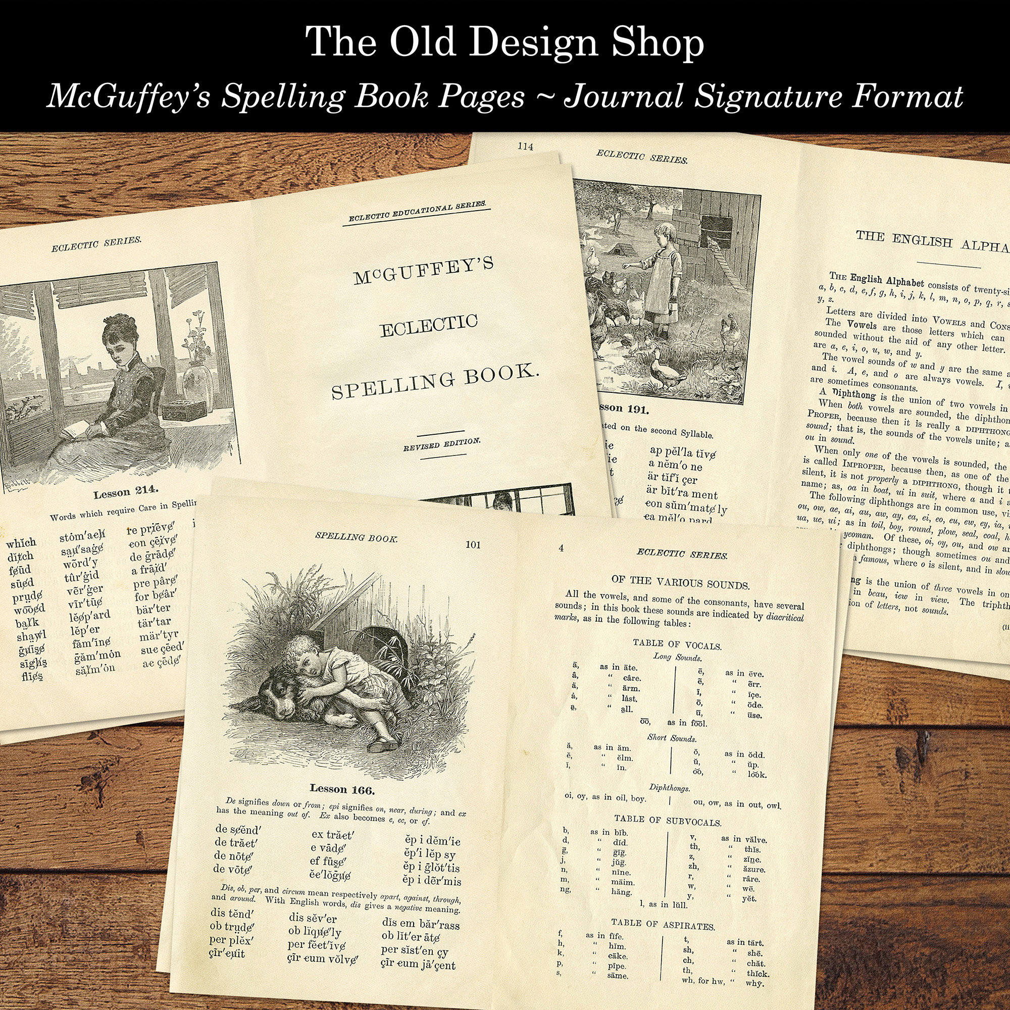 Mcguffey’s Eclectic Spelling Shabby and Aged Vintage School Reader Book ...
