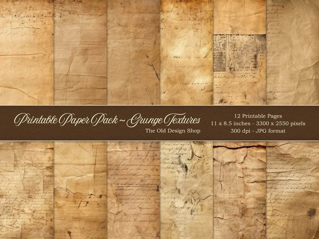 Junk Journal Pages Printable Distressed Grunge Texture Paper Digital ...