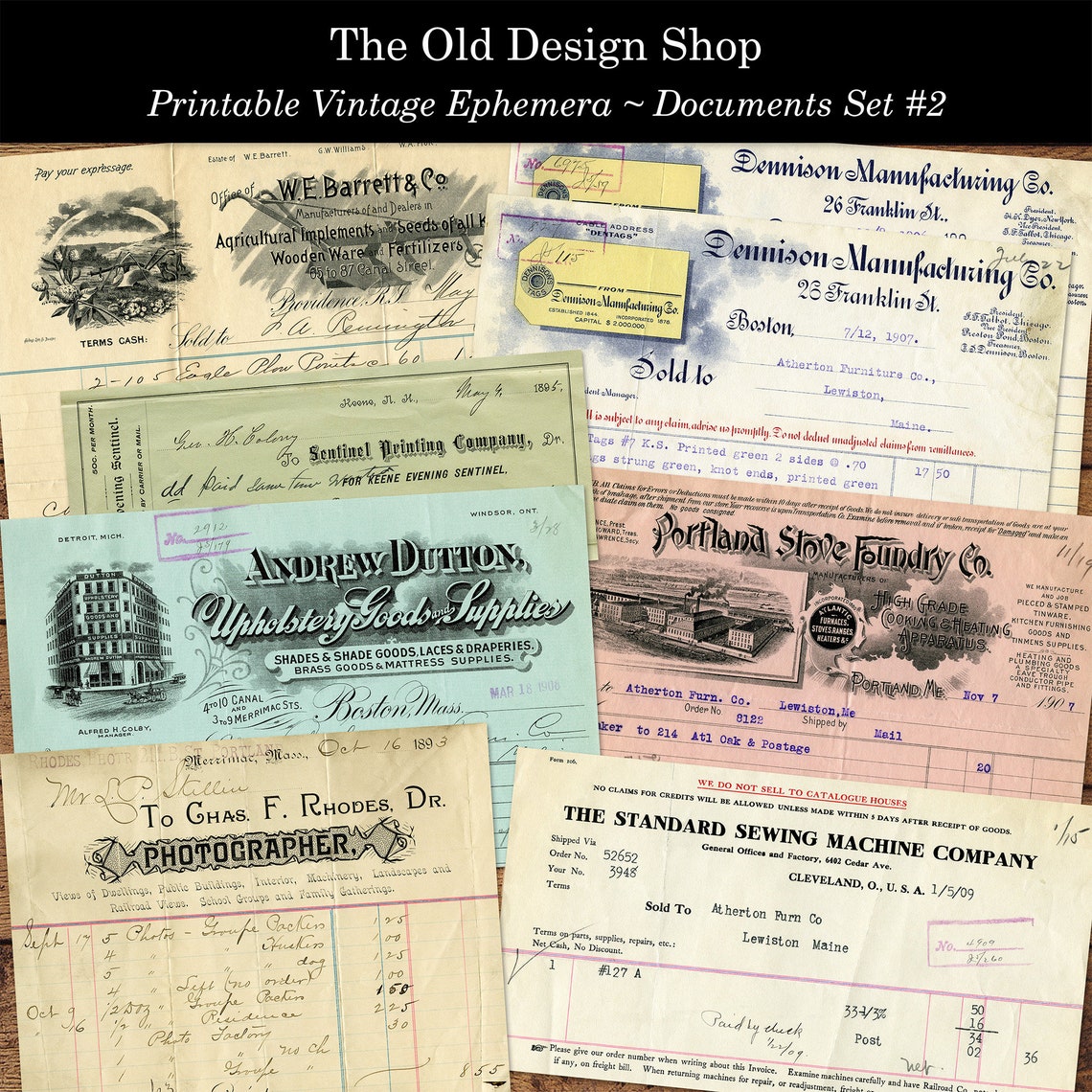 Vintage Documents Set 2 Printable Ephemera Invoices Receipts - Etsy