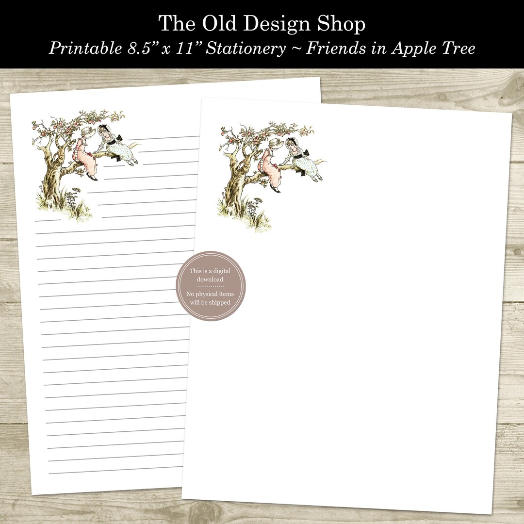 Printable Stationery Friends in Apple Tree Letter Writing Paper US ...
