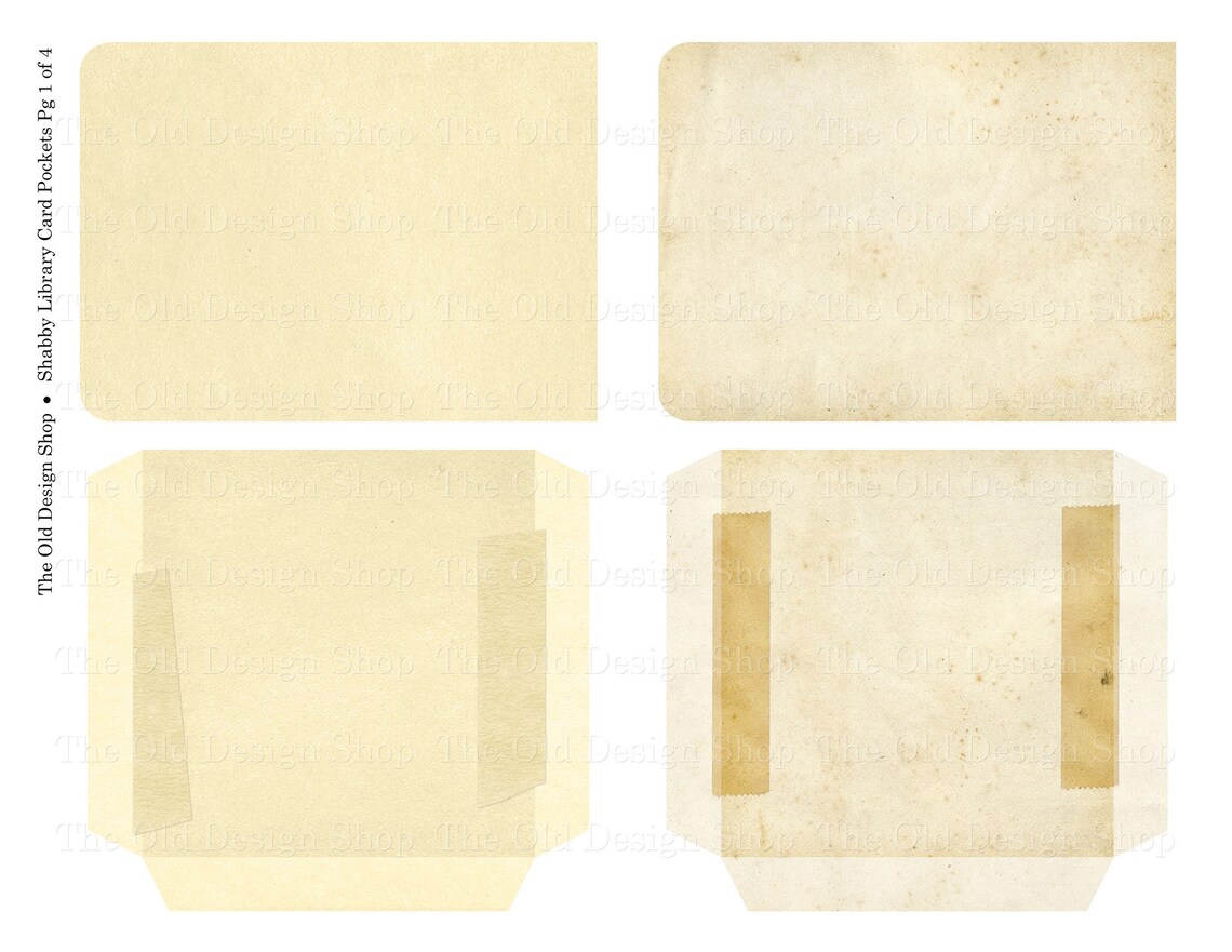 Printable Shabby and Aged Vintage Style Grunge Library Card Pockets ...