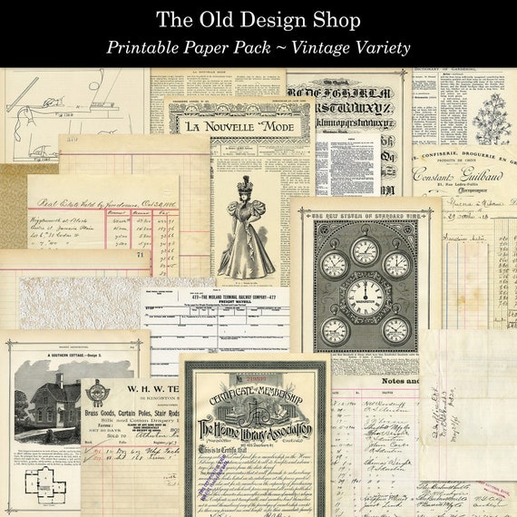 Printable Vintage Background Paper Pack Collage Antique Book - Etsy