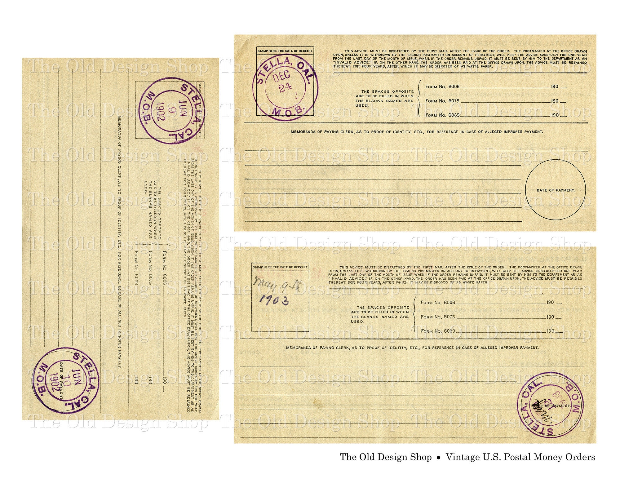 Printable Vintage US Postal Money Orders Antique Documents Printable ...