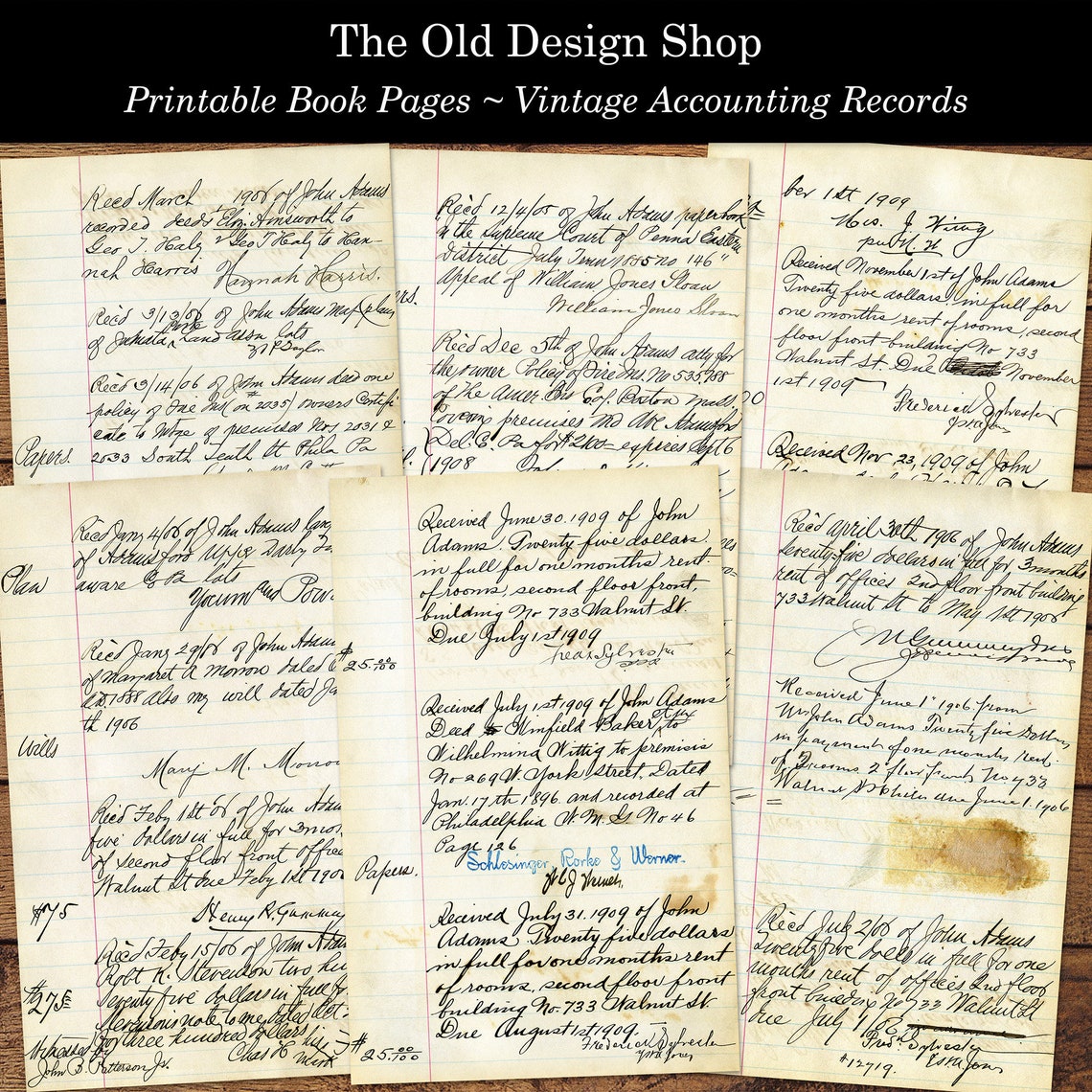 Shabby Aged Vintage Accounting Records Printable Antique Ledger Book ...