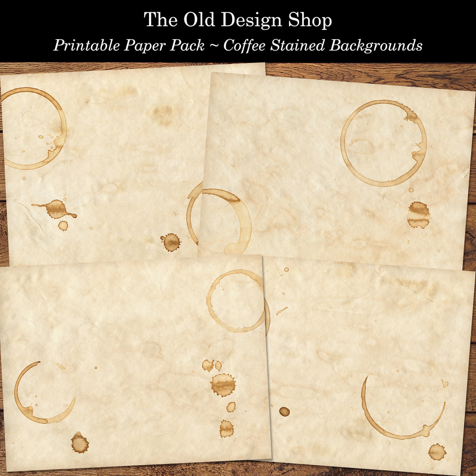 Printable Paper Pack Coffee Stain Textures Background Pages 8.5” X 11 ...