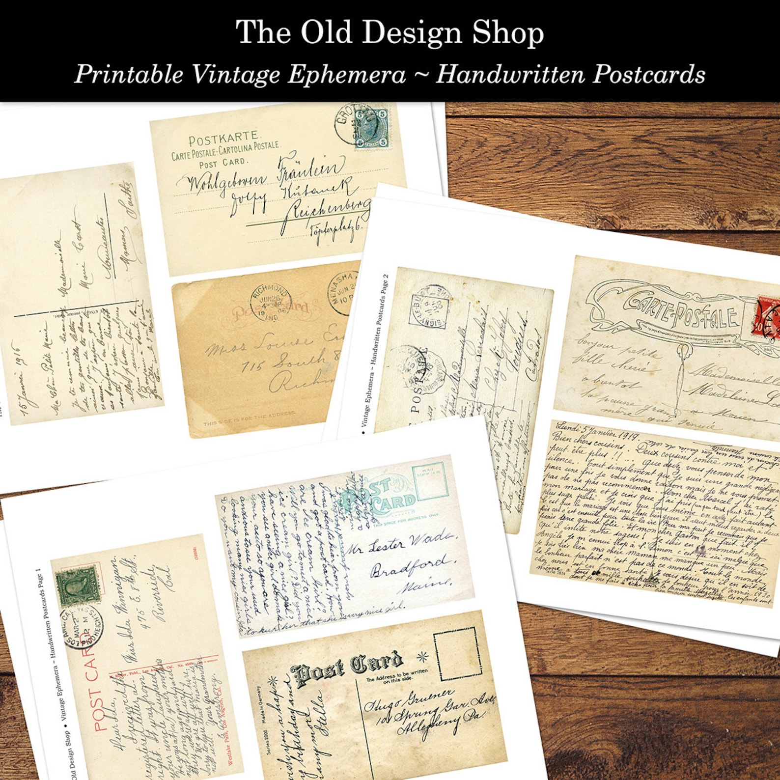 Handwritten Postcards Vintage Printable Ephemera Digital | Etsy Canada
