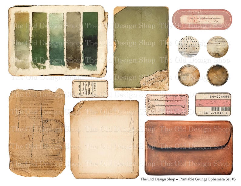 Grunge Ephemera Printable Ephemera Set #3 for Junk Journals Cardmaking ...