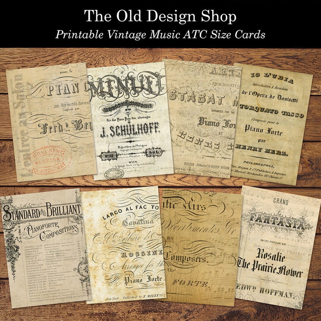 Printable Music ATC Journal Cards Junk Journal Ephemera Cardmaking ...