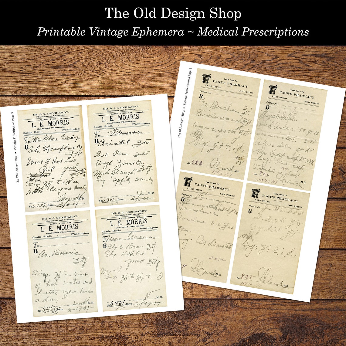 Medical Prescription Clip Art Vintage Prescriptions Printable Ephemera ...