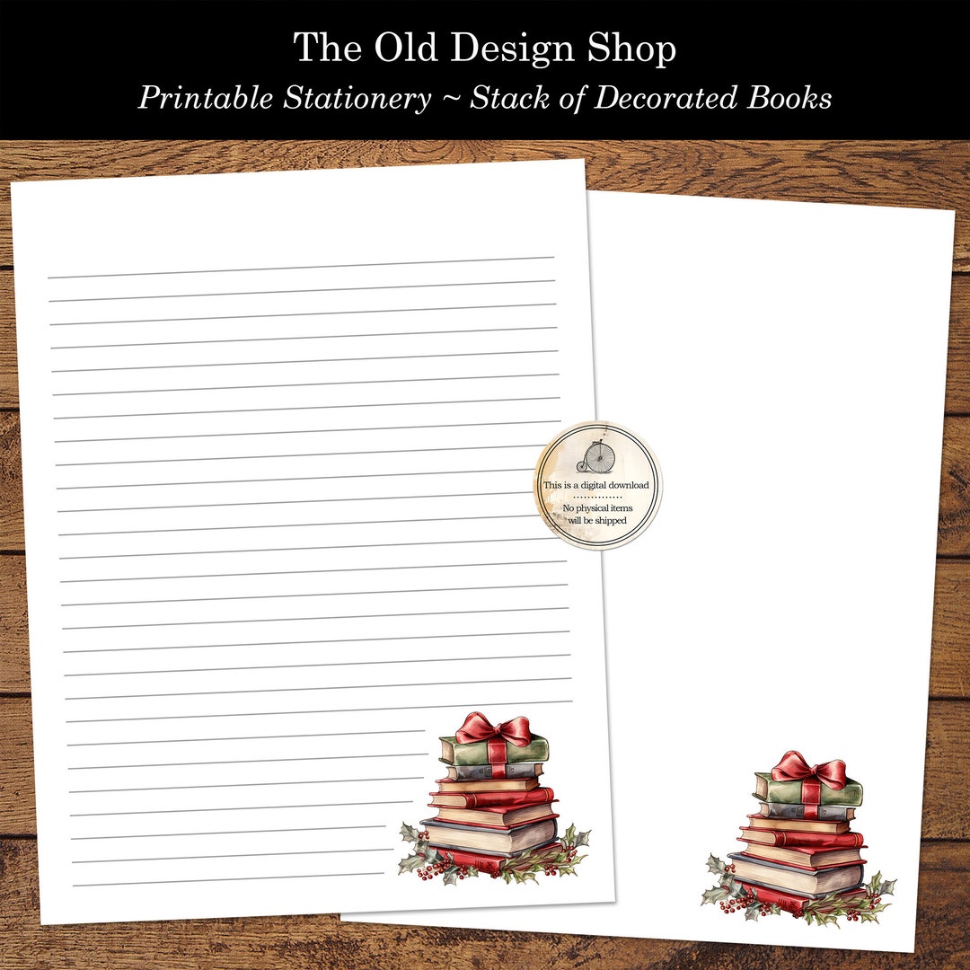 Christmas Printable Letter Writing Stationery Decorated Books Printable ...