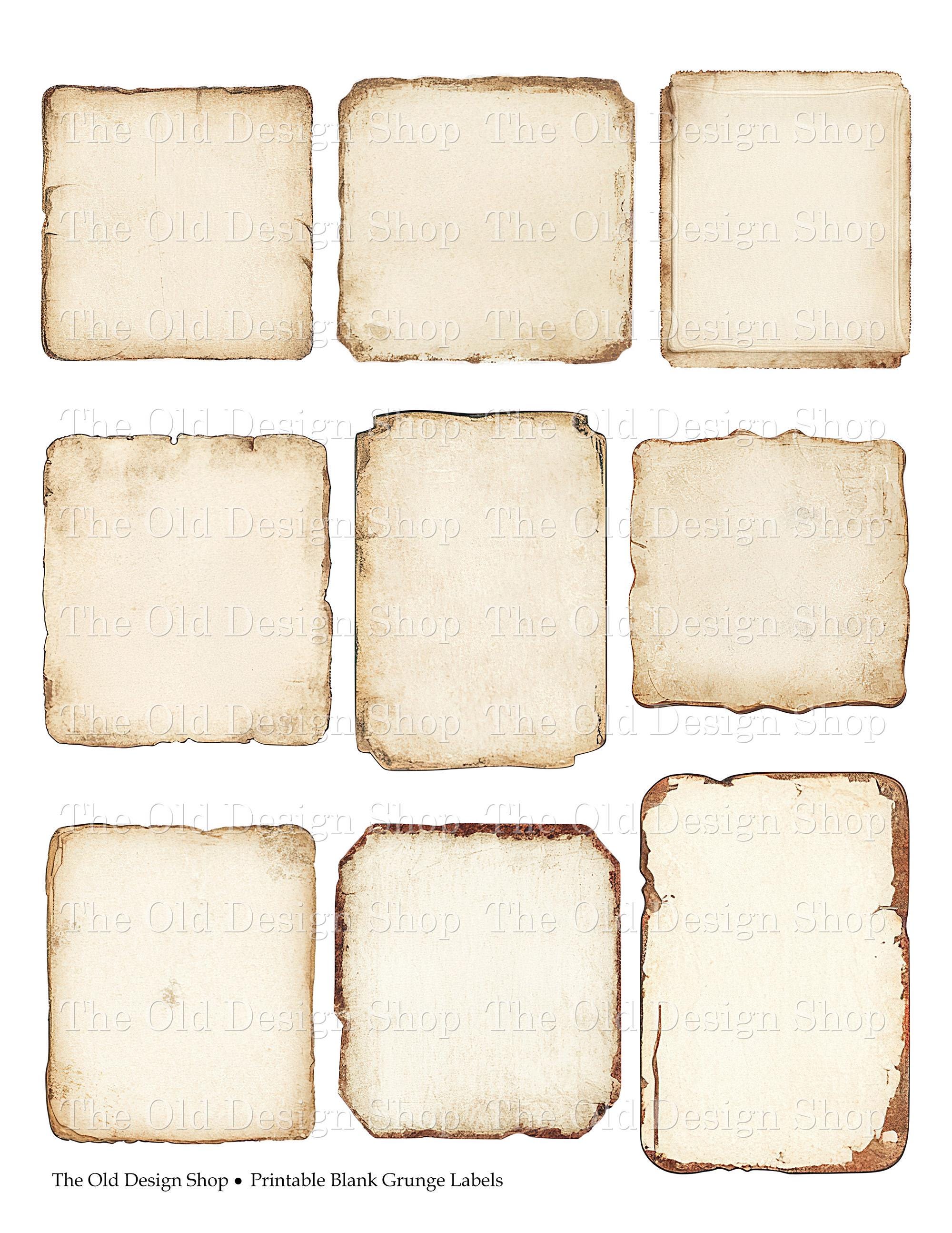 Blank Grunge Labels Journal Kit Printable Ephemera Shabby Labels Tags ...