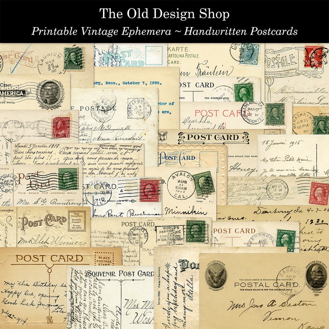 Handwritten Postcards Vintage Printable Ephemera Digital - Etsy UK