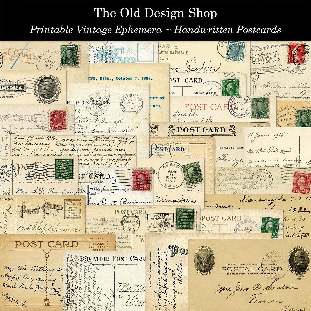 Handwritten Postcards Vintage Printable Ephemera Digital - Etsy Australia