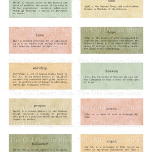 Vintage Inspired Religious Faith Dictionary Definition Flash Cards ...