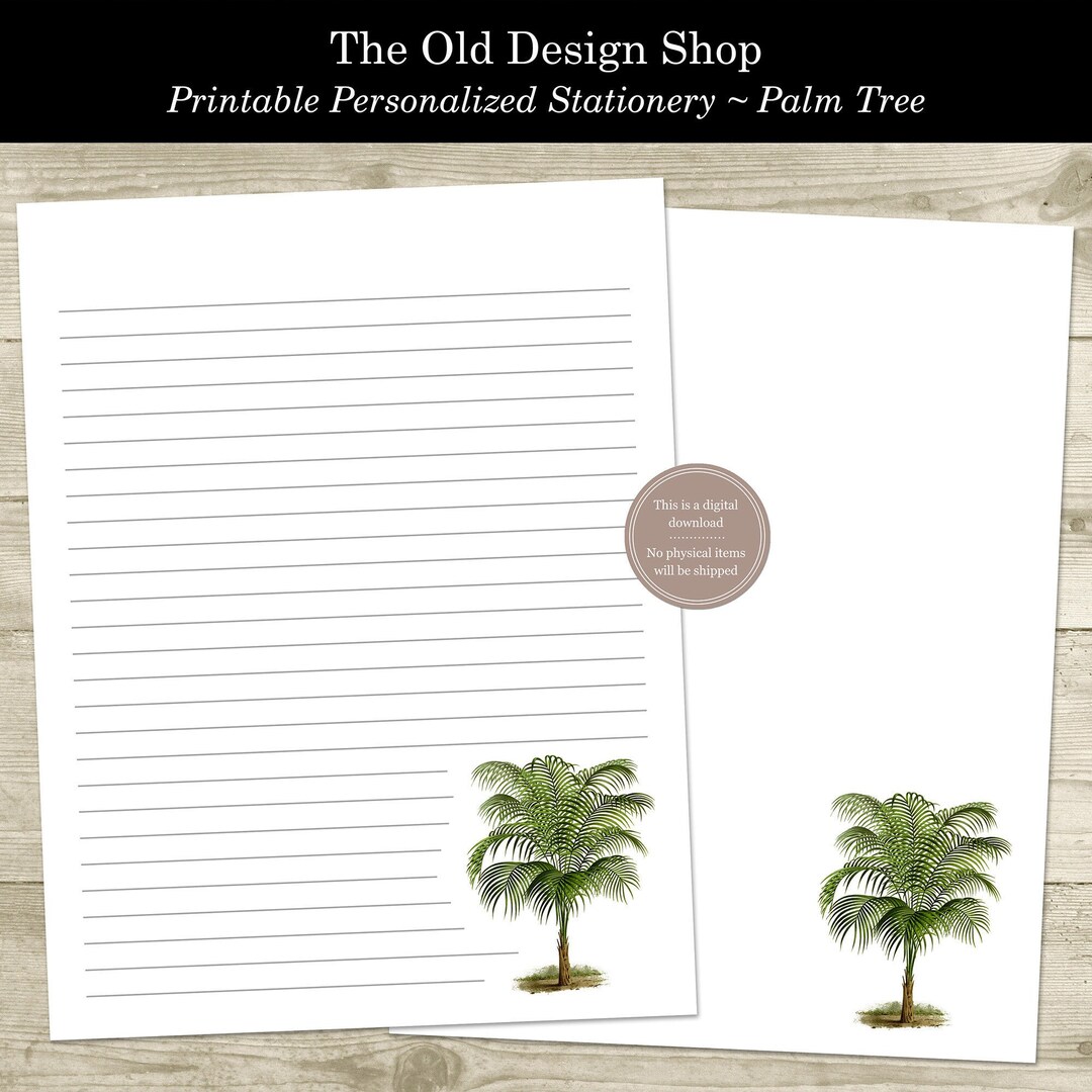 Palm Tree Stationery Printable Letter Writing Stationery Watercolor ...