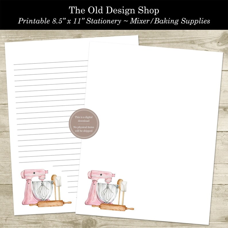 Printable Stationery Letter Writing Paper Baking Bakery - Etsy