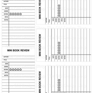Mini Book Review Reading Tracker Printable Books Read Vintage Style ...