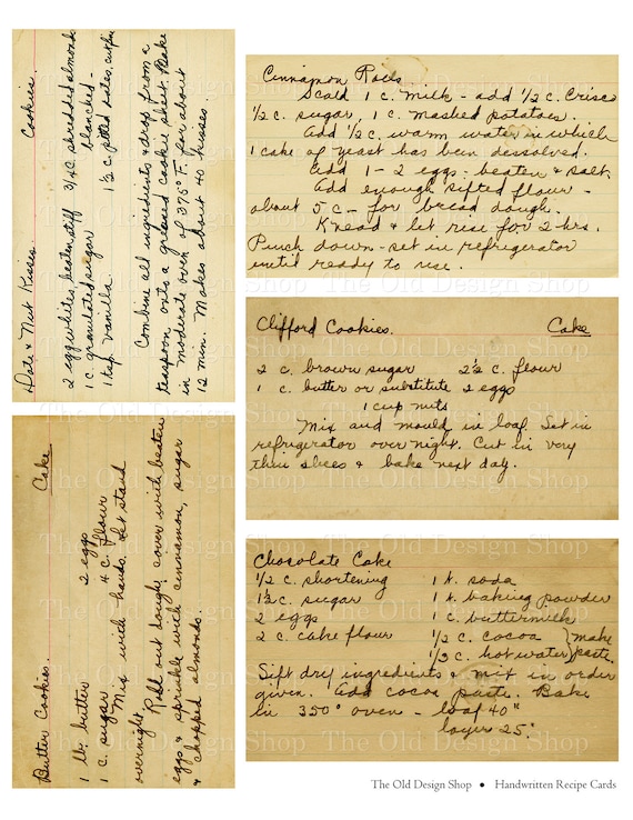Vintage Recipe Cards To Print