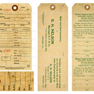 Shabby and Aged Tags Set 3 Printable Vintage Layaway Toe Tag Railway ...