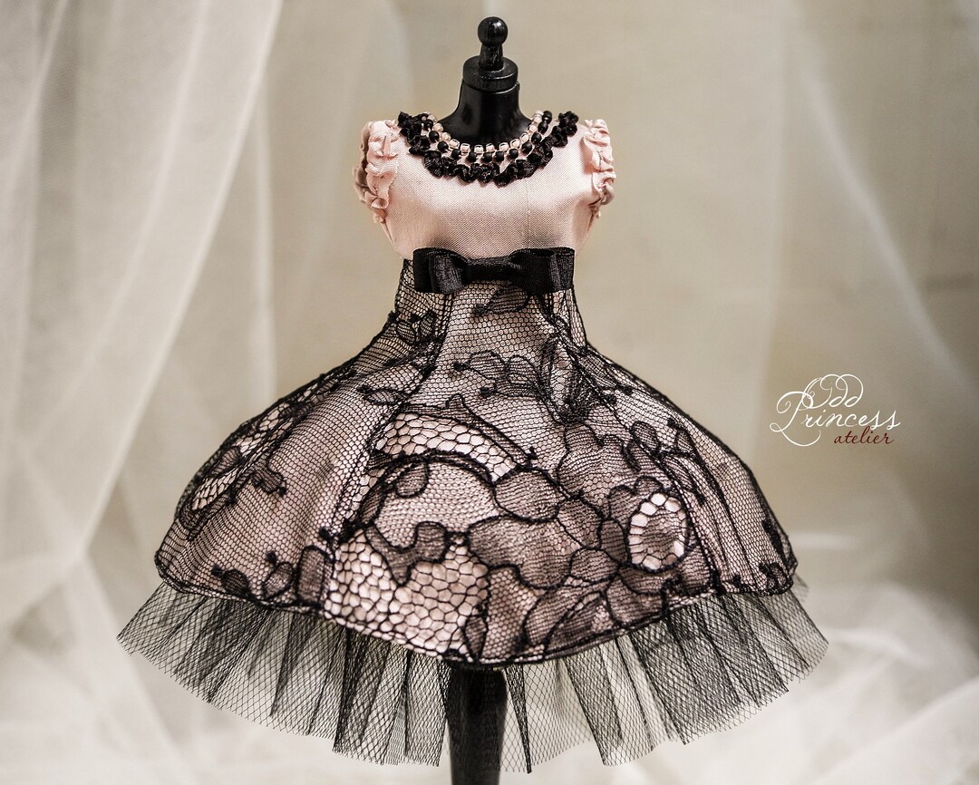 VAMPIRE MASQUERADE BALL Blythe/pullip Deluxe Silk Pink Black Dress by ...