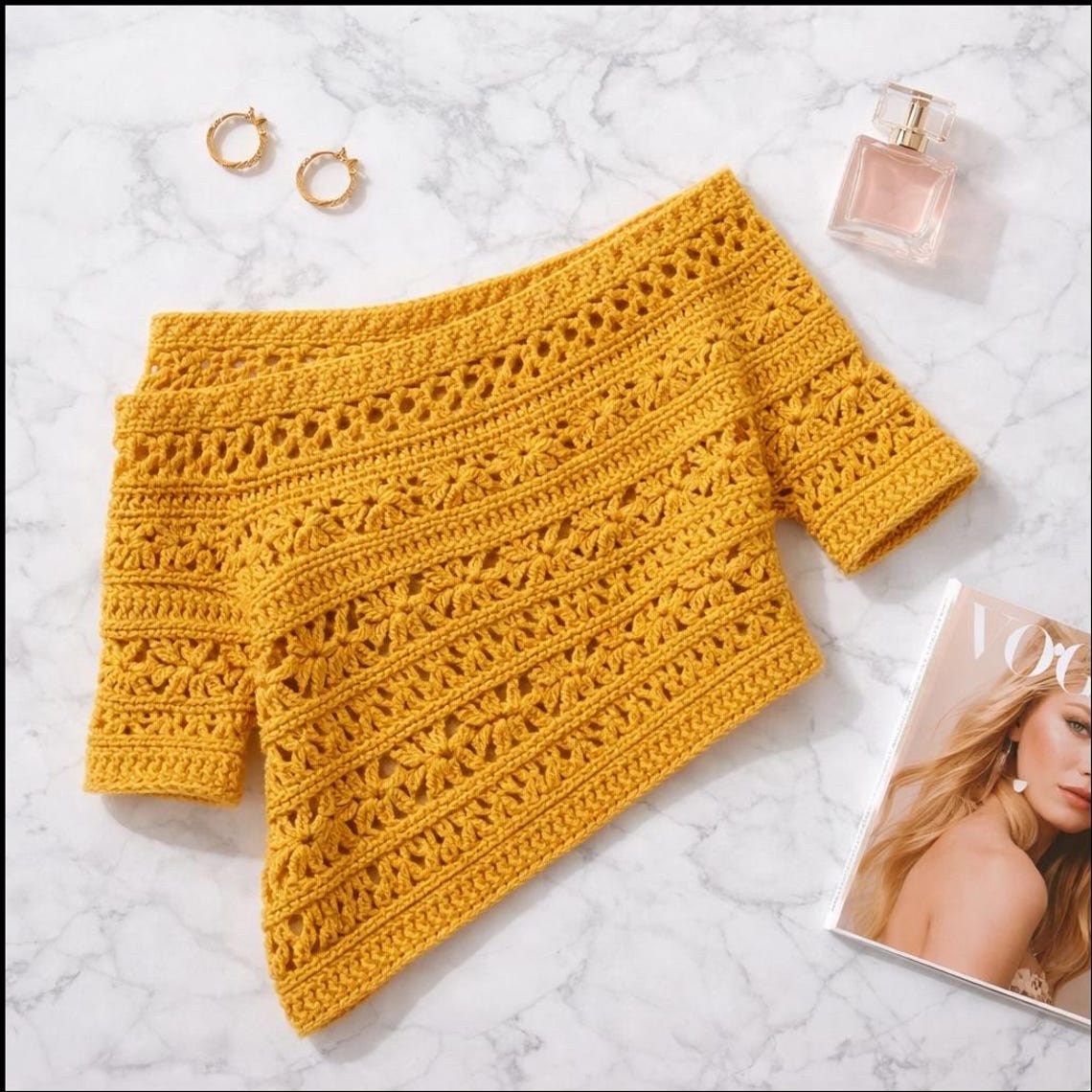 Off Shoulder Pattern PDF, Oversized Boho Crochet Top, Beginner Friendly ...