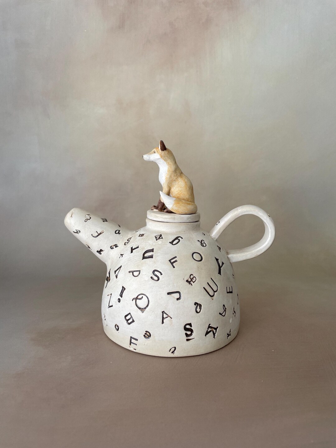 Handmade Ceramic Teapot Fox Letters Letterpress - Etsy