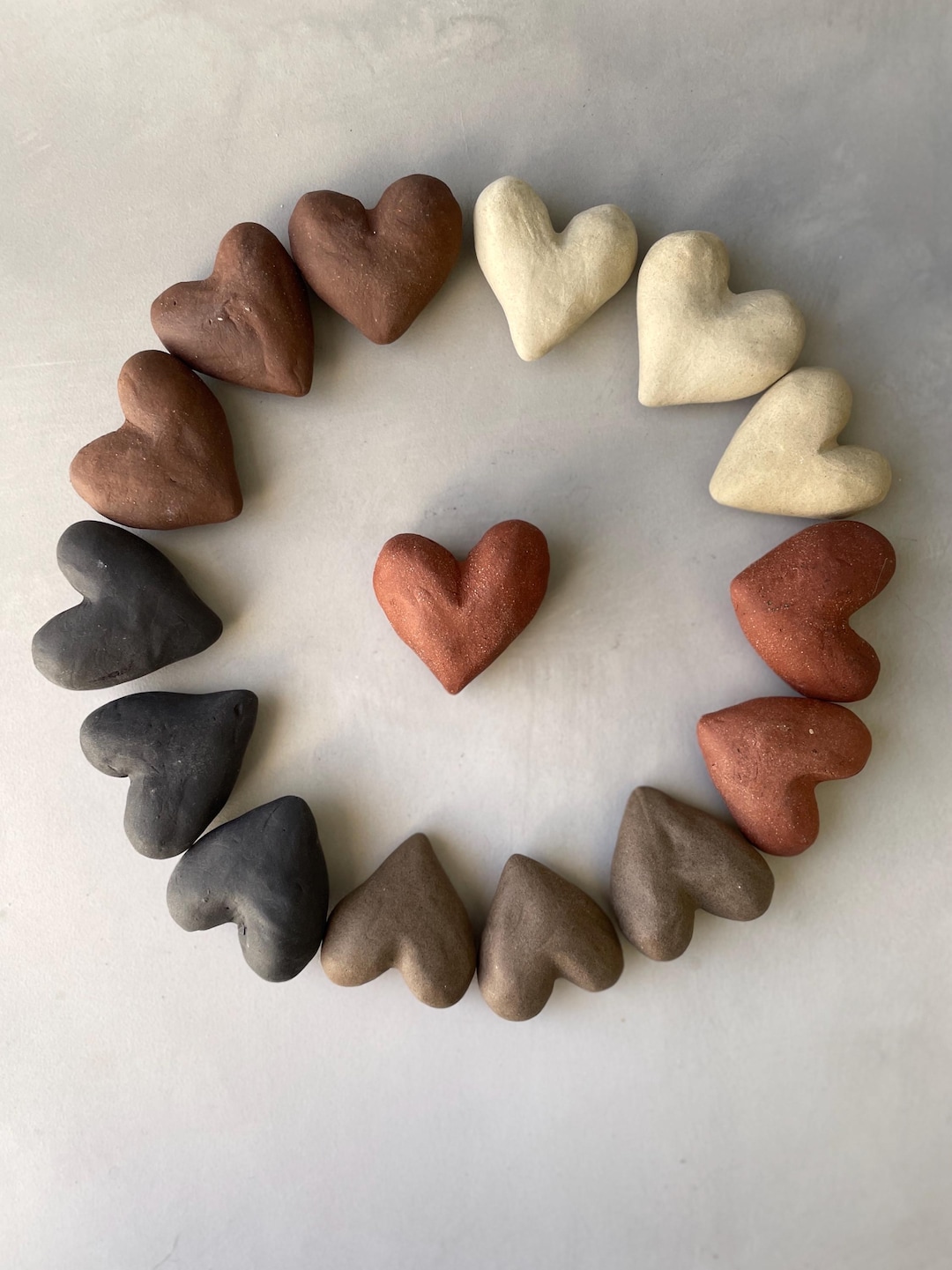 Handmade Ceramic Hearts - Mixed Colors - Natural Stoneware - Bag of 15 ...