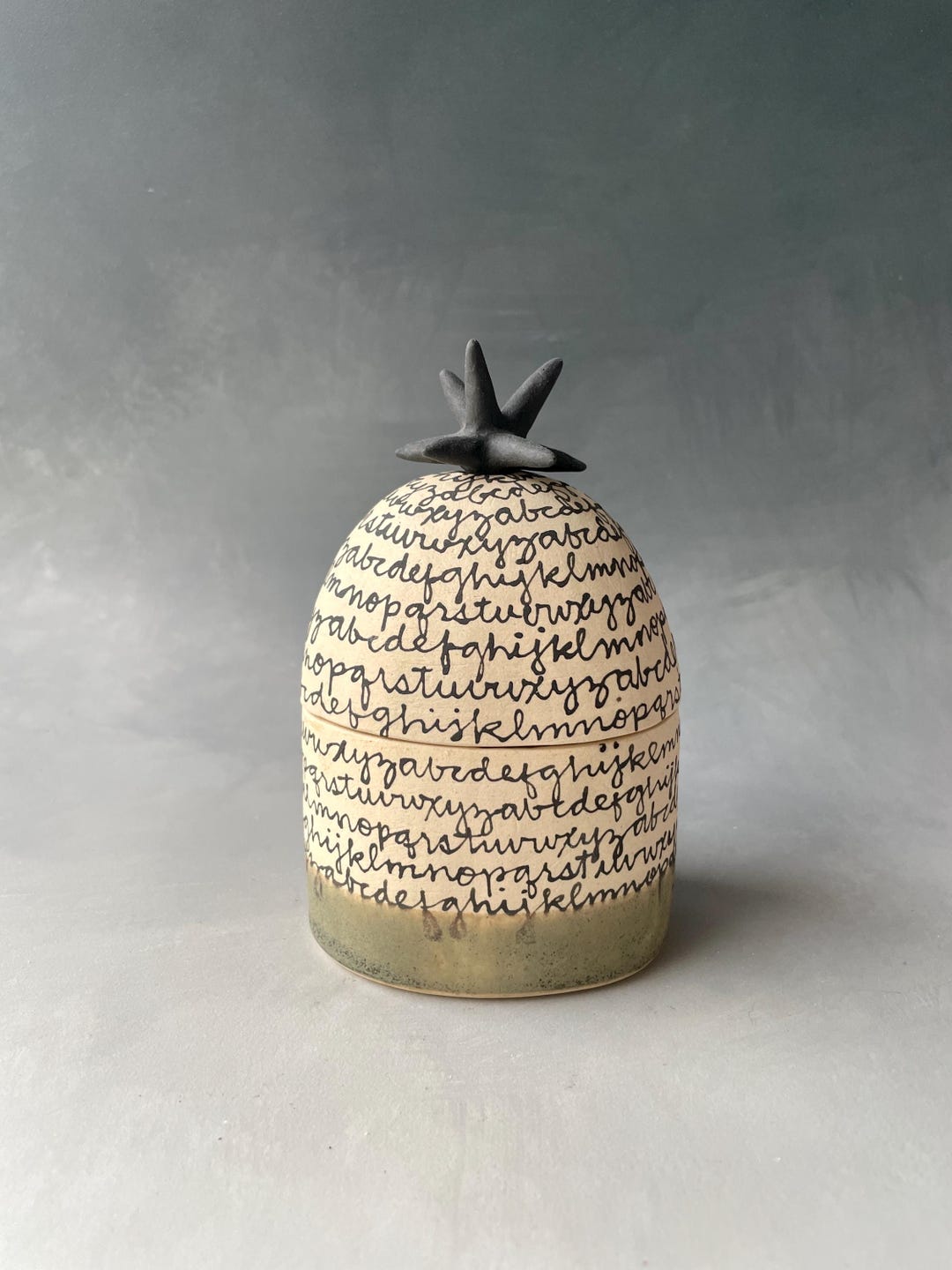 Small Ceramic Two-piece Vase - Cursive Alphabet - Etsy