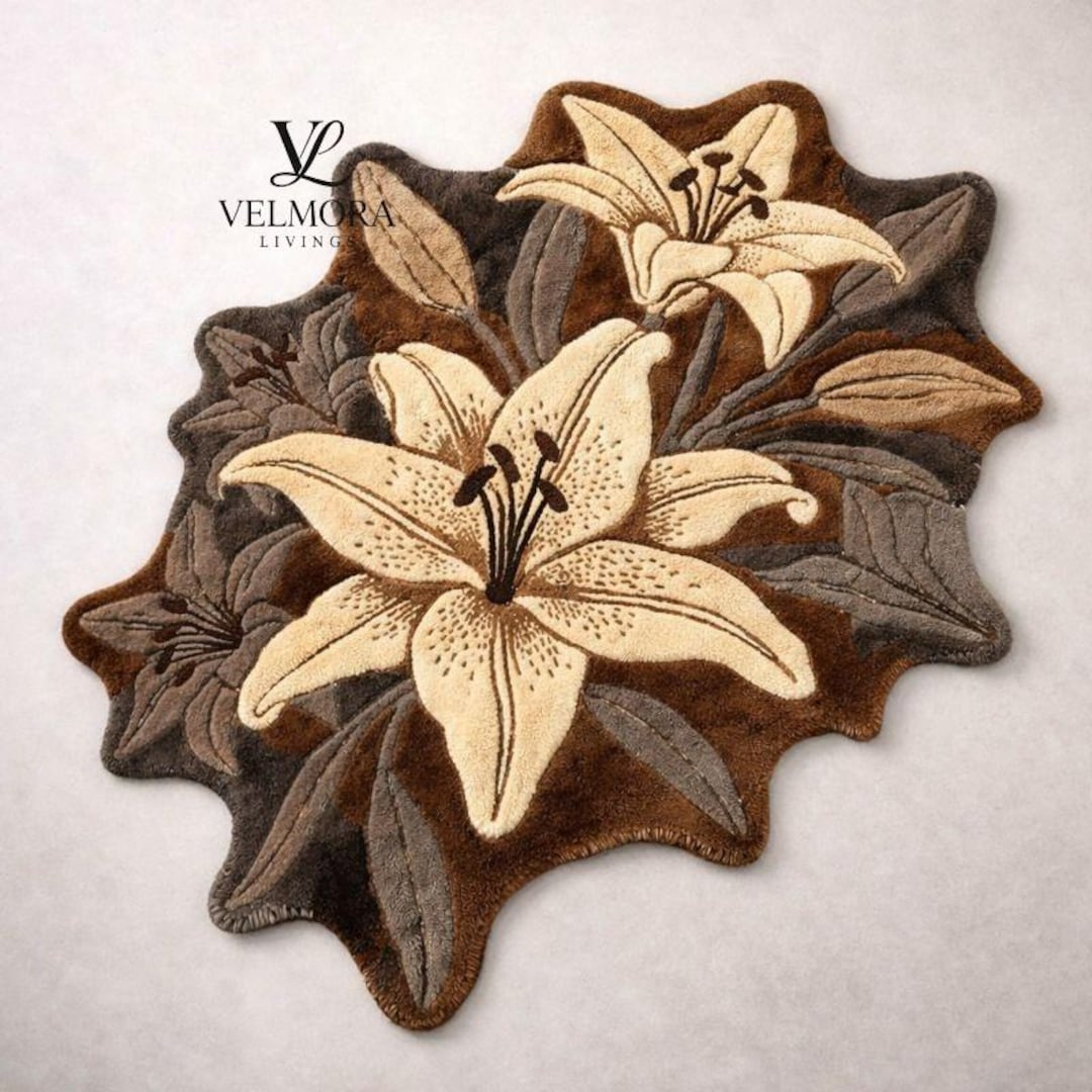 Floral Wool Rug – Artsy Floor Rugs – 3D Flower Rug – Scandanavian Rugs ...