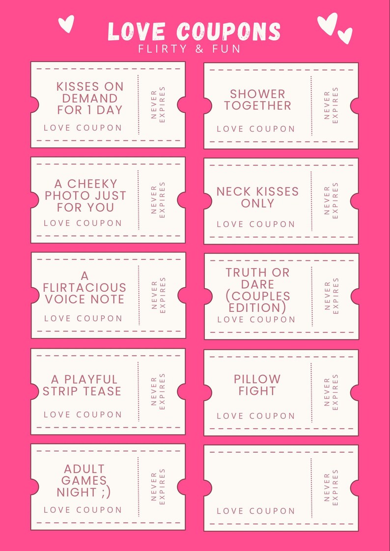 Valentines Day Printable Digital Download Love Coupons Romantic Gift ...