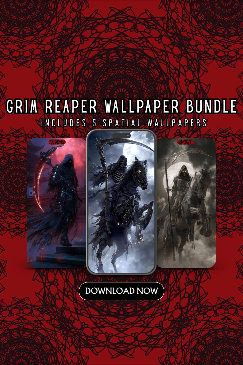 Spatial Grim Reaper 5 Wallpaper Bundle | Ios 26 & Android | Dark ...