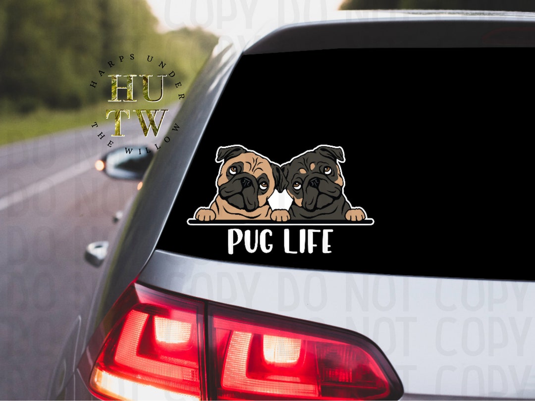 Double Pug pug Life Car Decal - Etsy