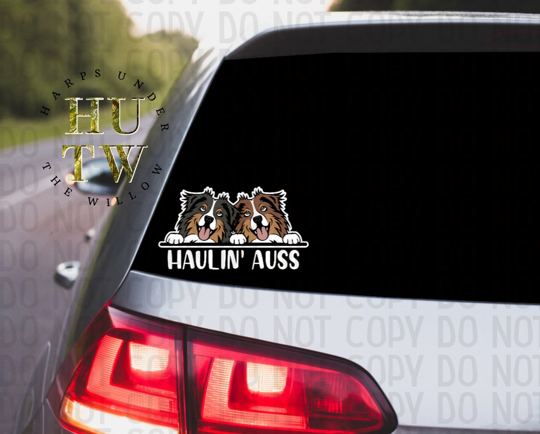 Double Australian Shepherd "haulin' Auss" Car Decal - Etsy