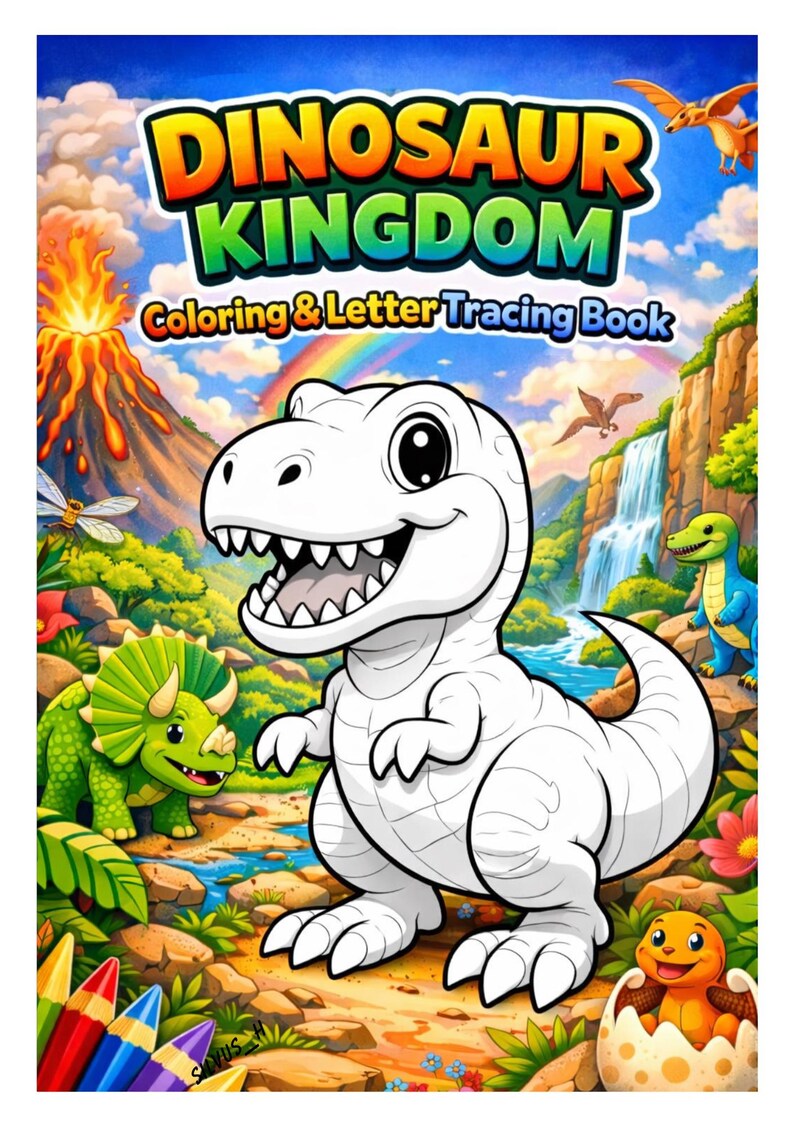 Dinosaur Kingdom: Coloring & Letter Tracing Boo - Etsy