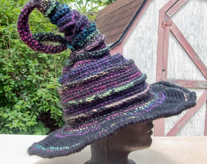 Hand Made Crochet Twisted Witch Hat Unique Cosplay Wizard Fairy Fantasy ...
