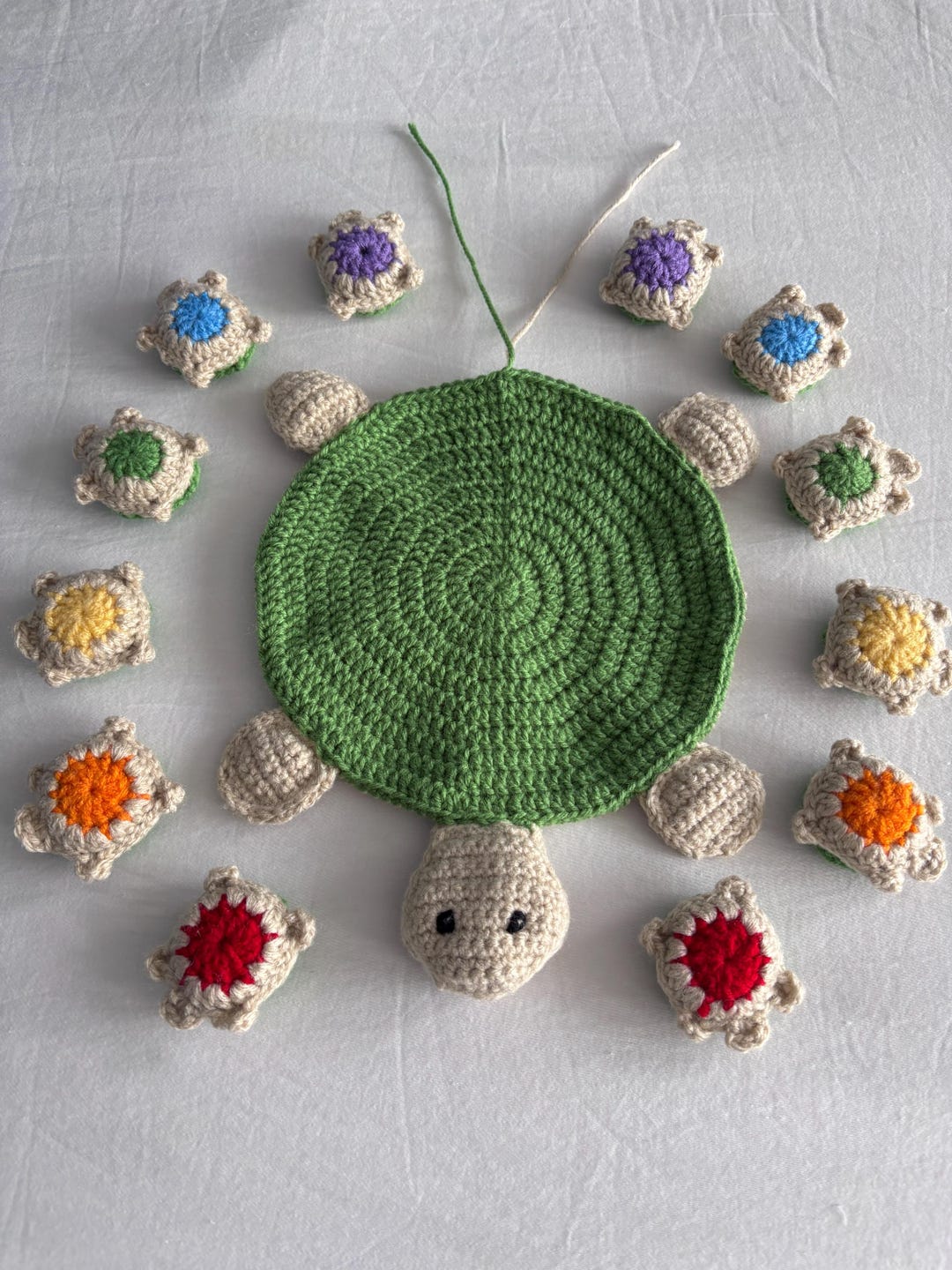 Matching Colors Memory Game: Crochet Mommy Turtle With 12 Babies - Etsy