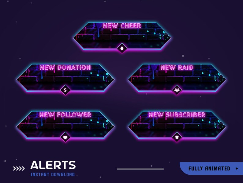 Chromatic Spill Animated Stream Overlay Package, Neon Overlay ...
