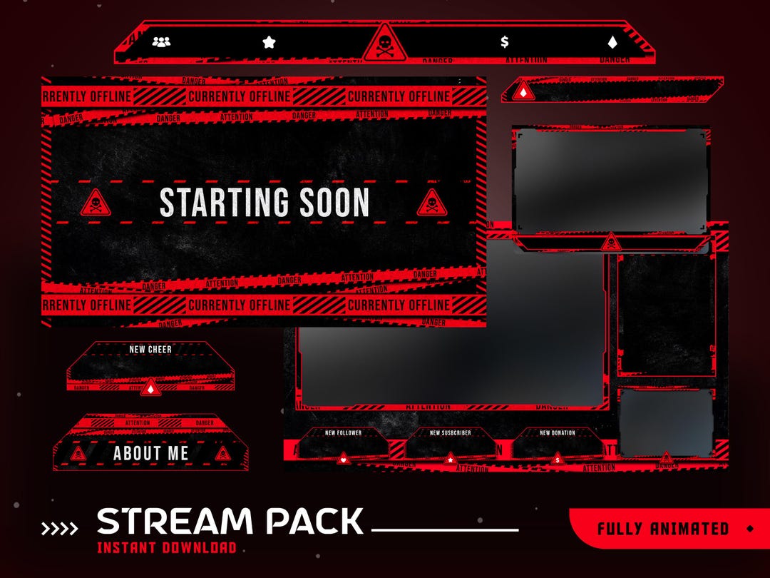 Caution Area Animated Stream Overlay Package, Danger Zone Gaming ...