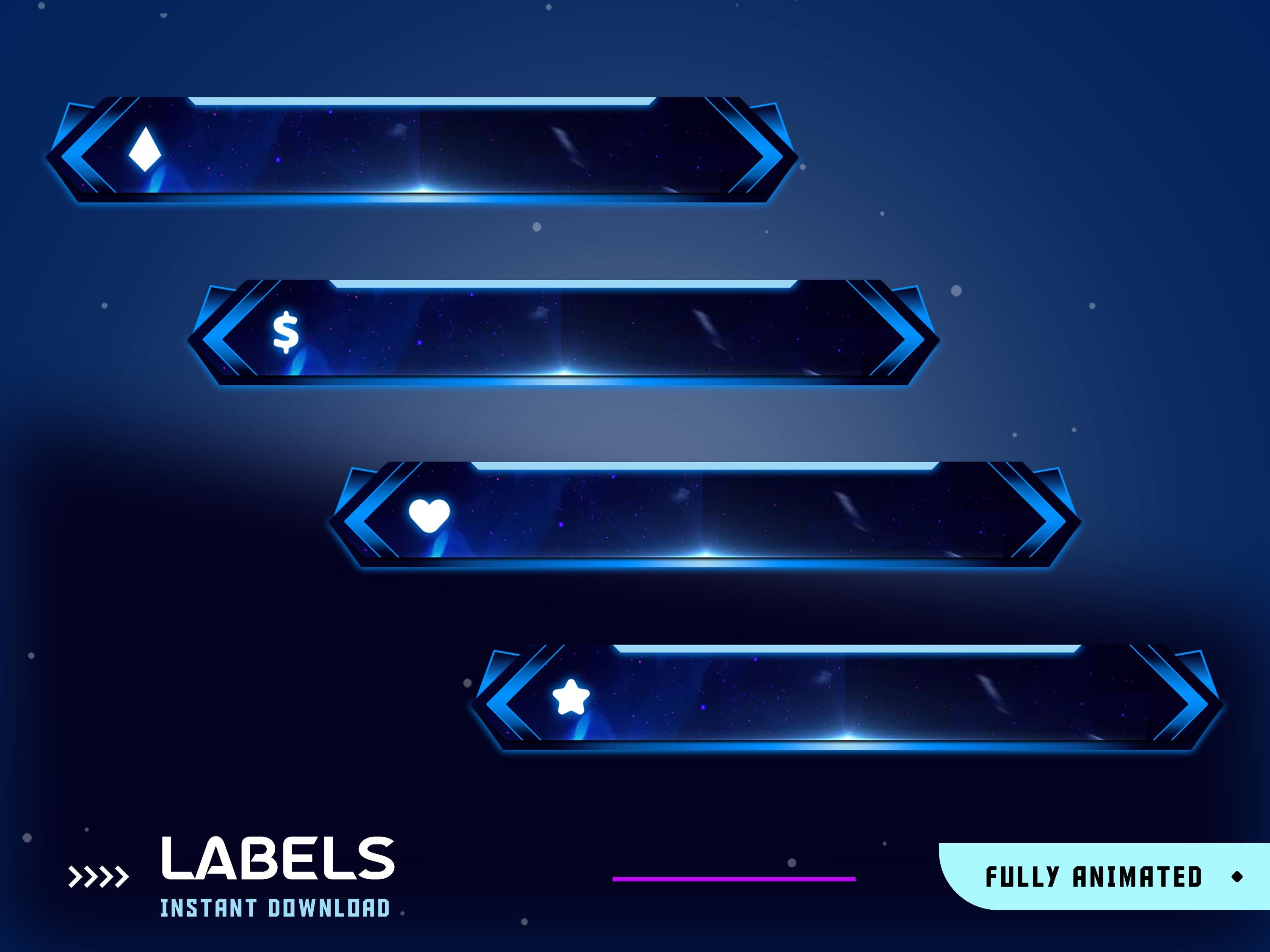 Atmosphere Animated Stream Overlay Package, Dark Blue Gemstone Twitch ...