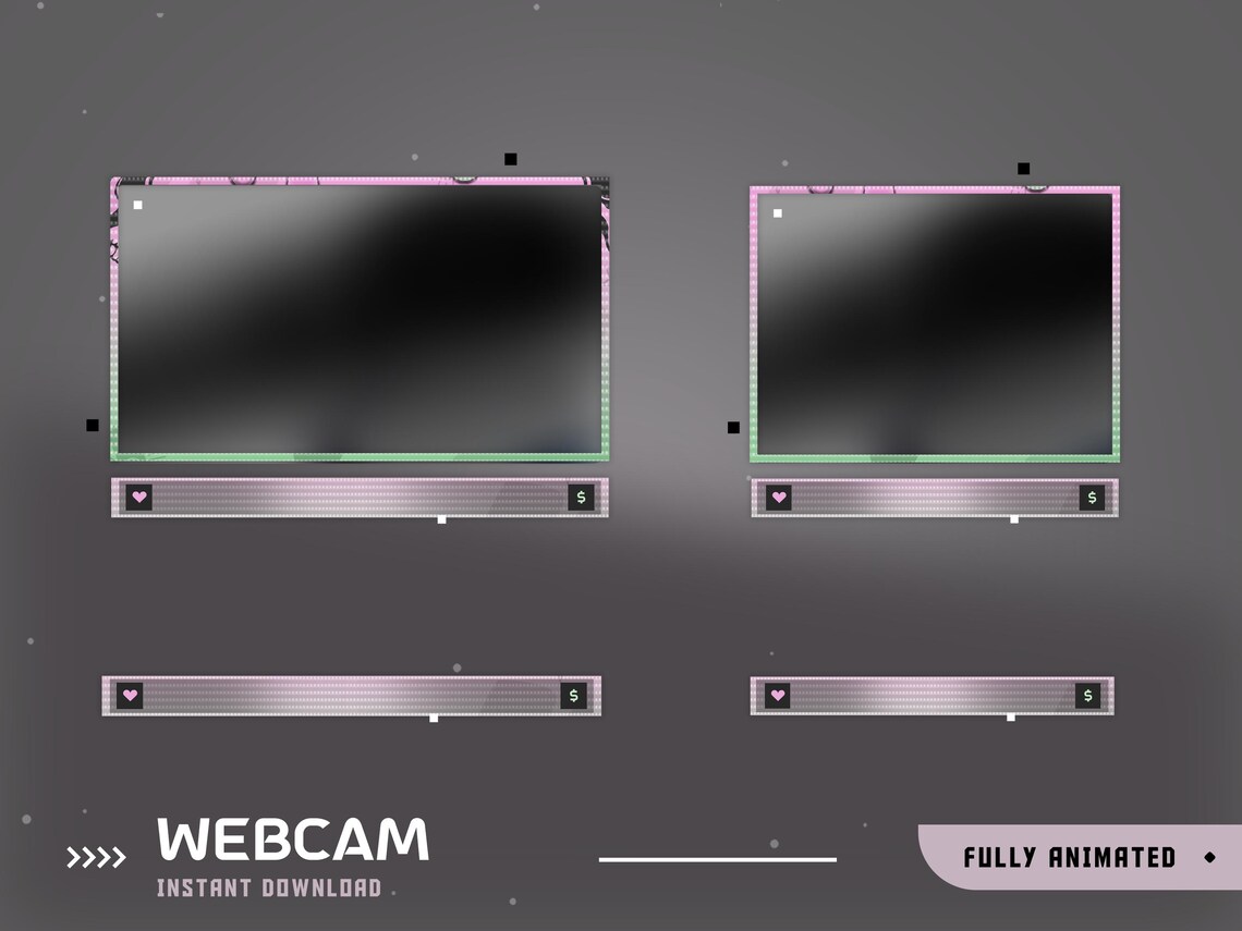 Glitch Skull Animated Stream Overlay Package, Pastel Cyberpunk Twitch ...