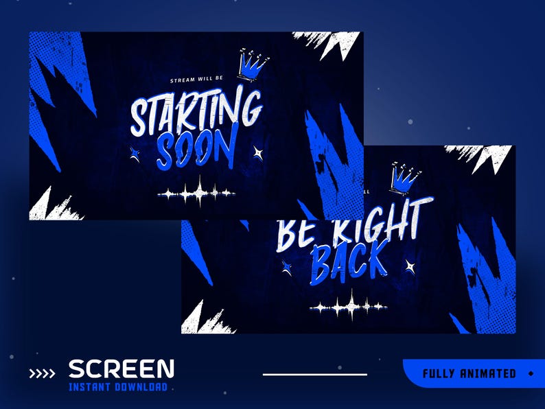 Grain Animated Stream Overlay Package, Dark Blue Overlay Design, Grunge ...