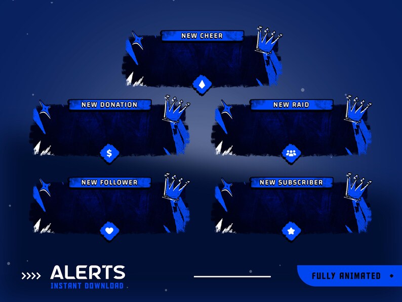 Grain Animated Stream Overlay Package, Dark Blue Overlay Design, Grunge ...