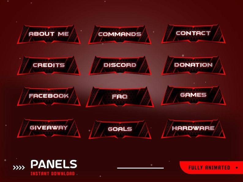 Redline Matrix Animated Stream Overlay Package, Futuristic Stream ...