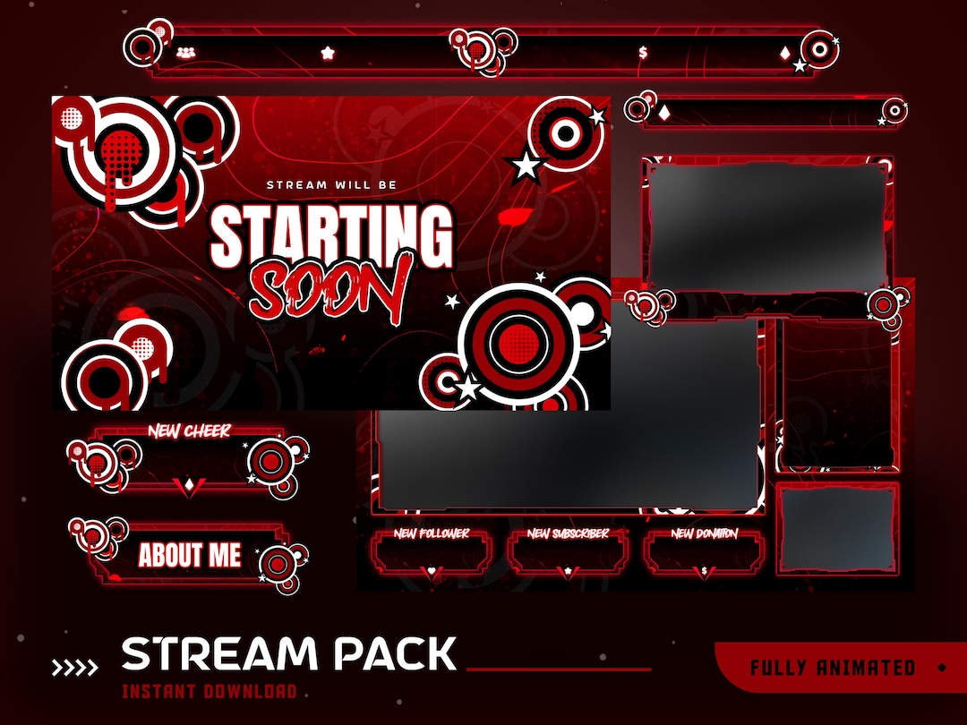 Red Zone Animated Stream Overlay Package, Red Black Stream Overlay ...