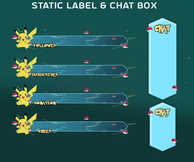 Electric Buddy Animated Stream Overlay Package, Pikachu Overlay ...