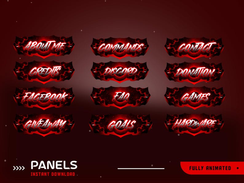 Dark Red Cloud Animated Stream Overlay Package, Red Stream Overlay ...