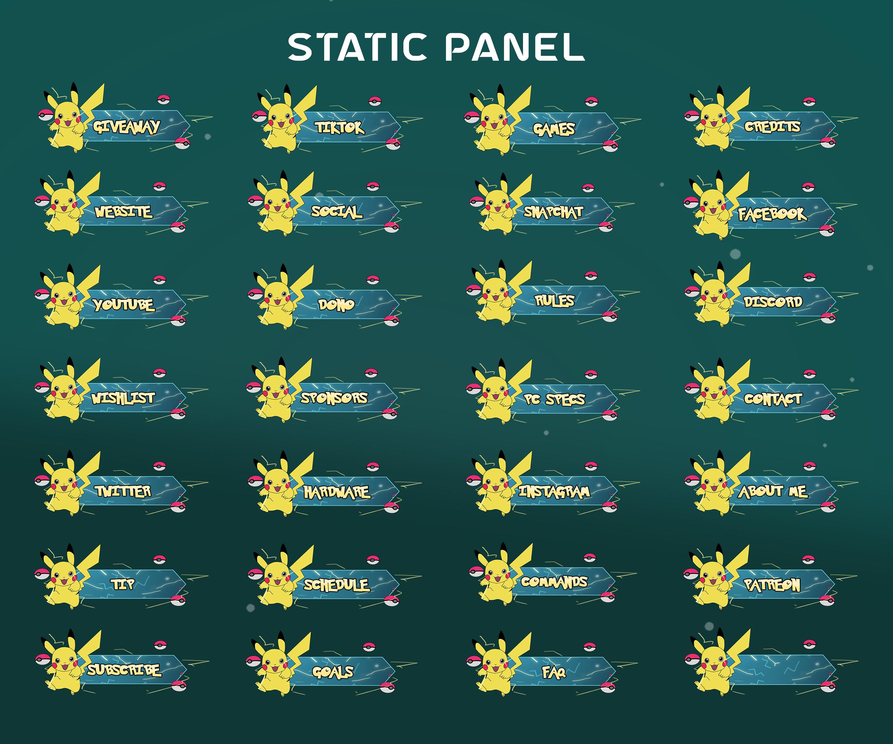 Electric Buddy Animated Stream Overlay Package, Pikachu Overlay ...